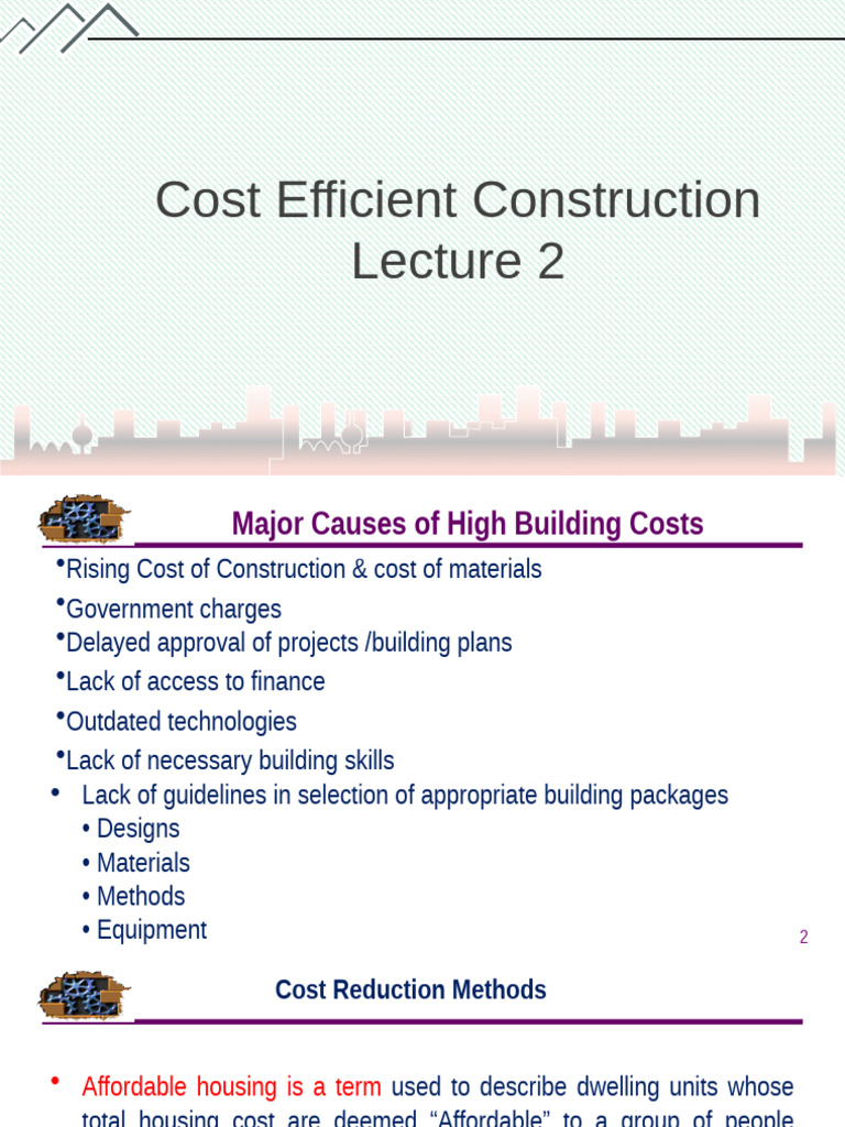 Cost Efficient Construction Strategies | PDF | Affordable Housing ...