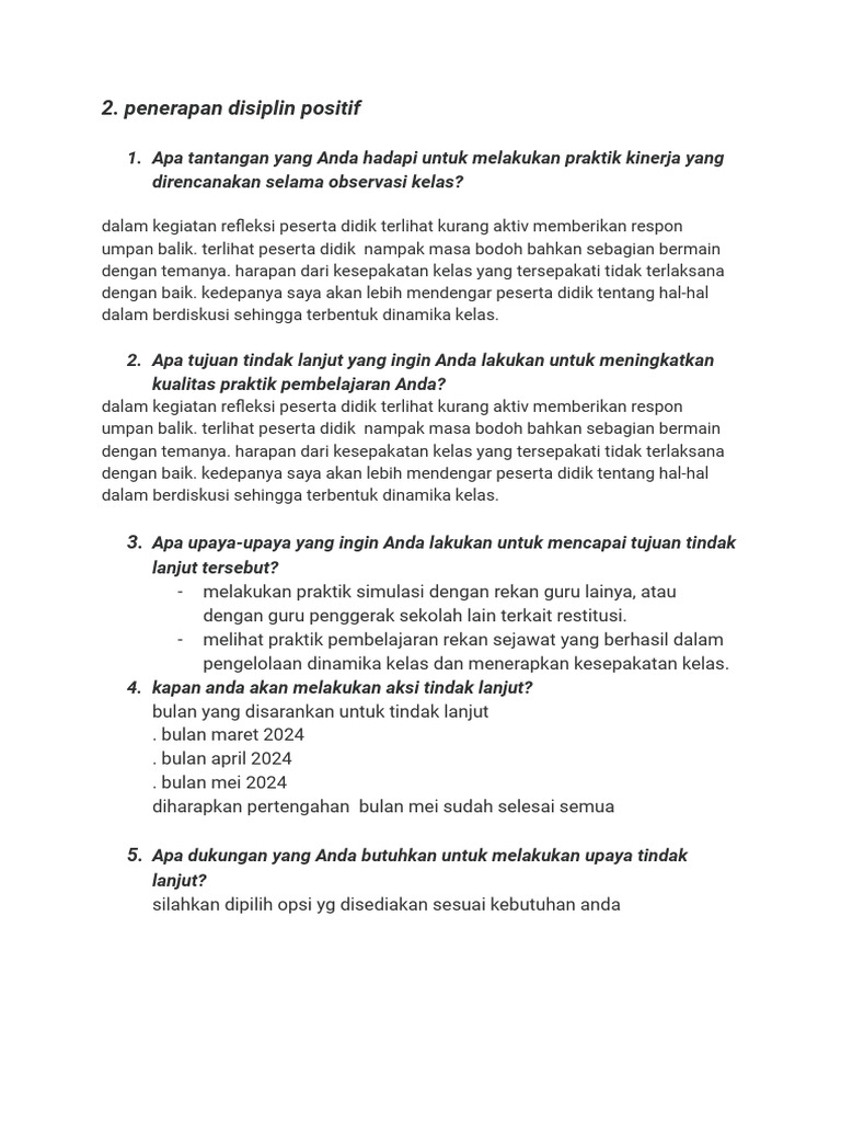 RTL Penerapan Disiplin Positif | PDF | Pengembangan Diri | Kesehatan Holistik