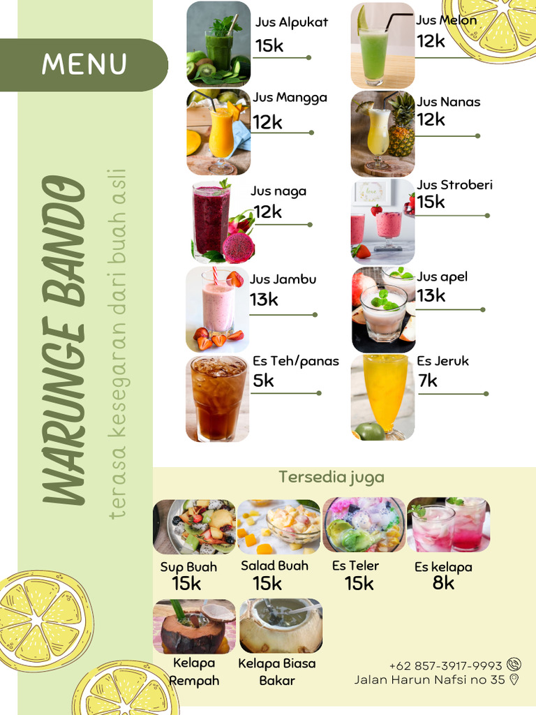 Menu Kafe Minuman Jus Buah Segar Kedai Foto - 20240805 - 191425 - 0000 ...