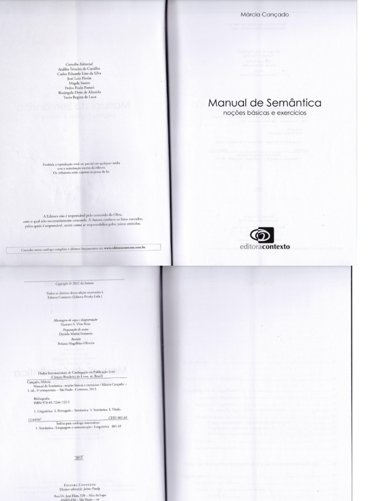 Manual de Semântica: Noções Básicas e Exercícios, Márcia Cançado | PDF