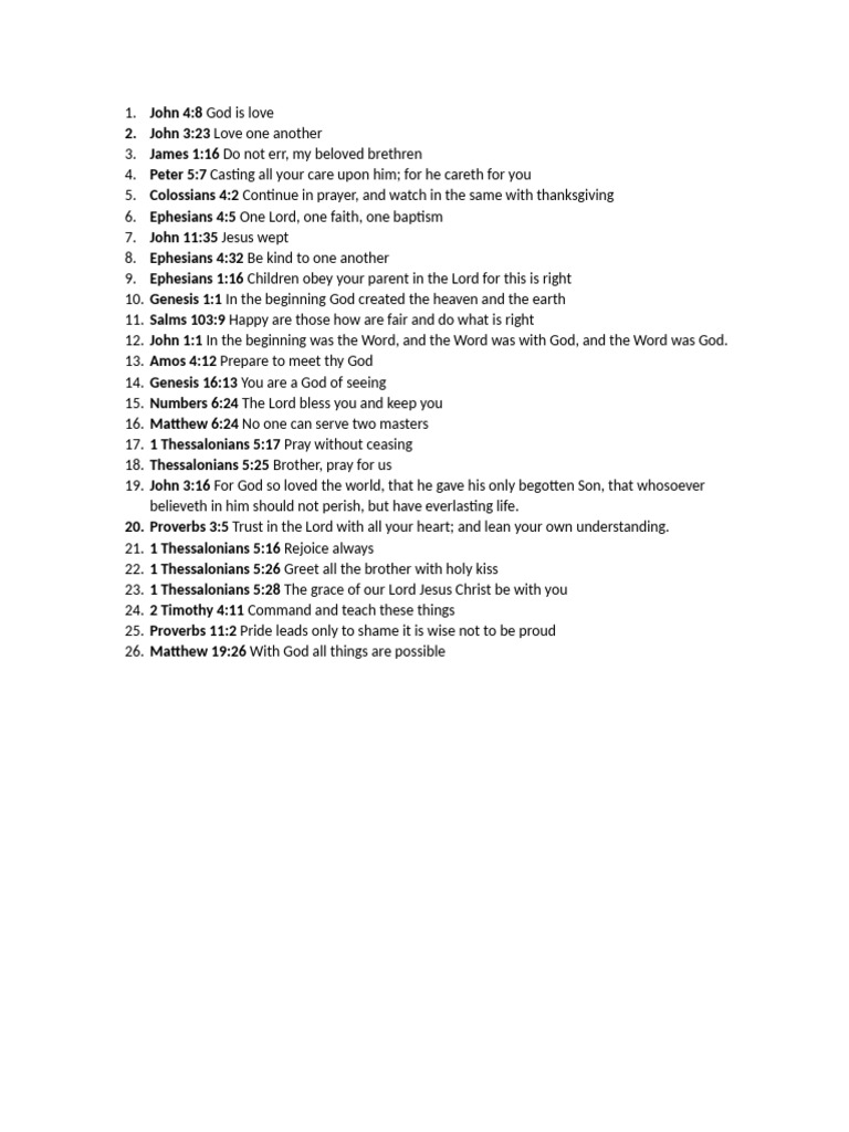 Key Bible Verses on Love and Faith | PDF