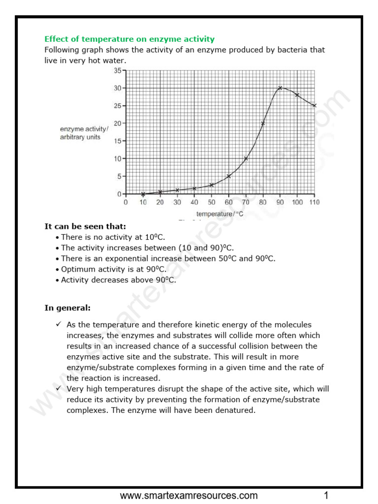 5 3 Igcse Biology Notes Effect Of Temperature On Enzyme Activity Pdf