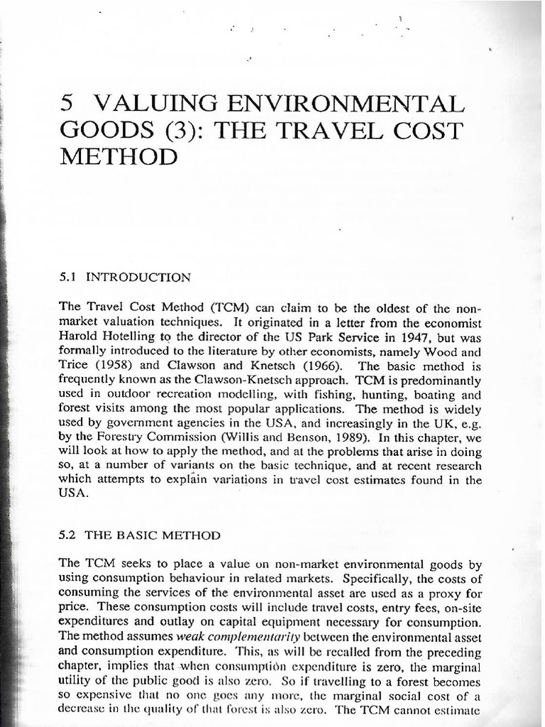 Travel Cost Method | PDF