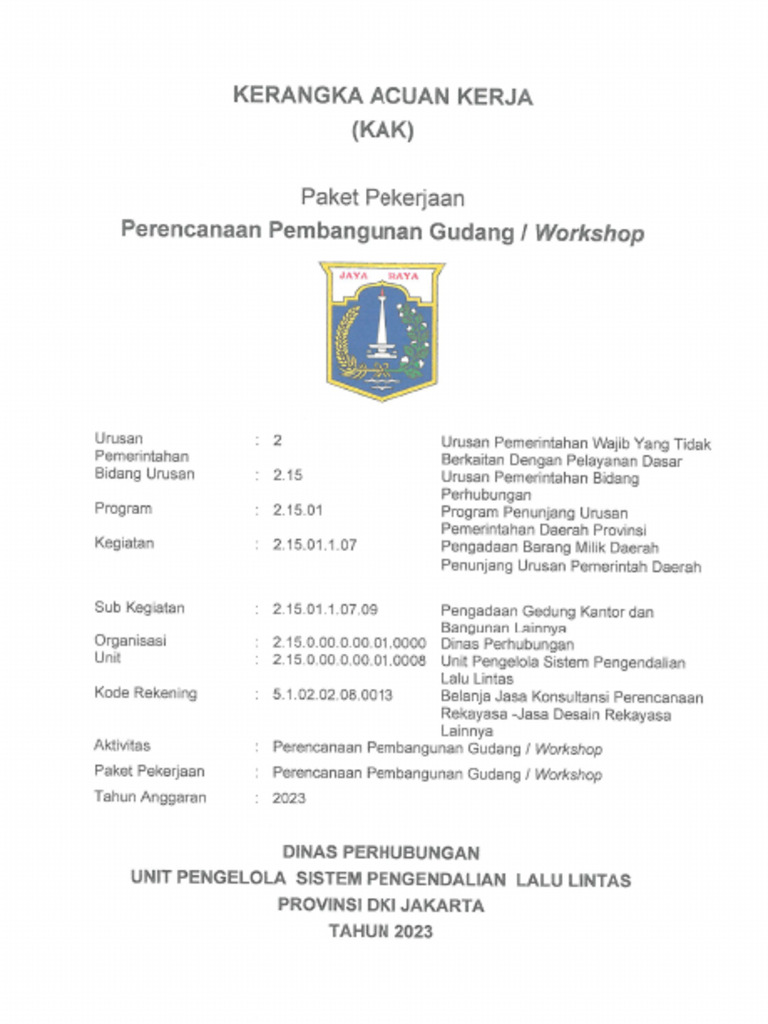 1 KAK Perencanaan Gudang | PDF