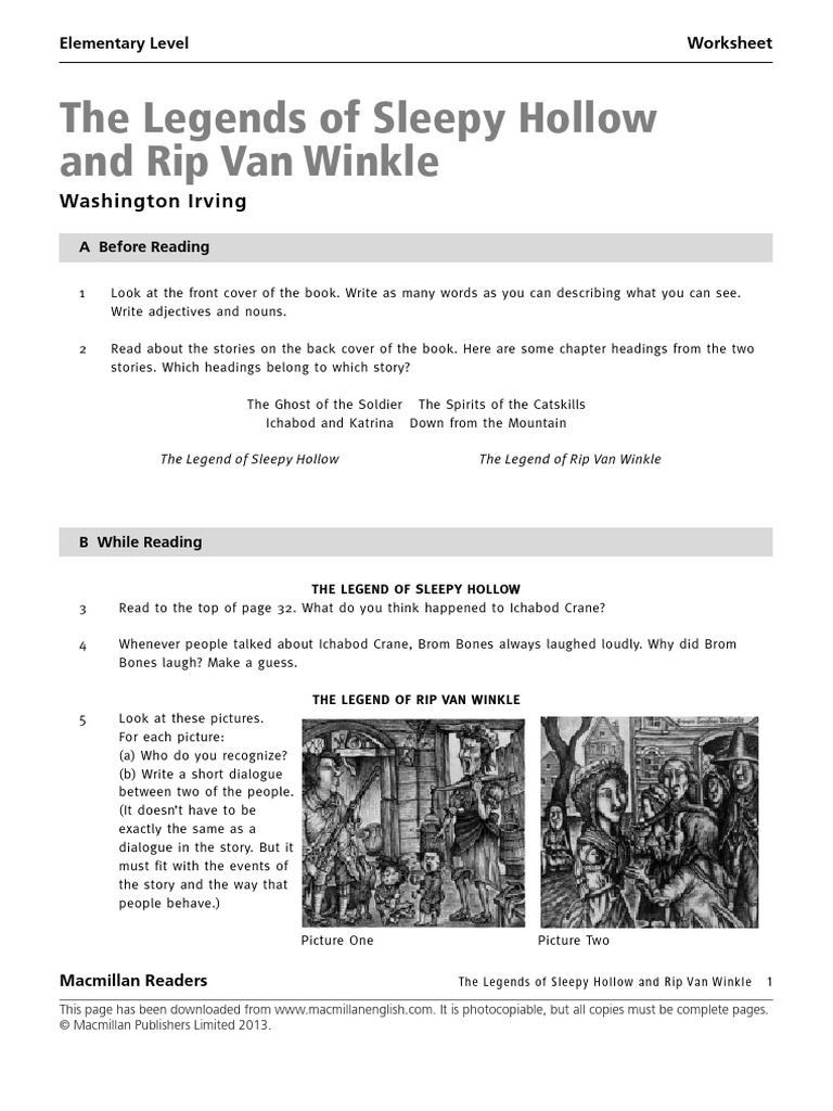 The Legends of Sleepy Hollow Worksheet | PDF | The Legend Of Sleepy ...