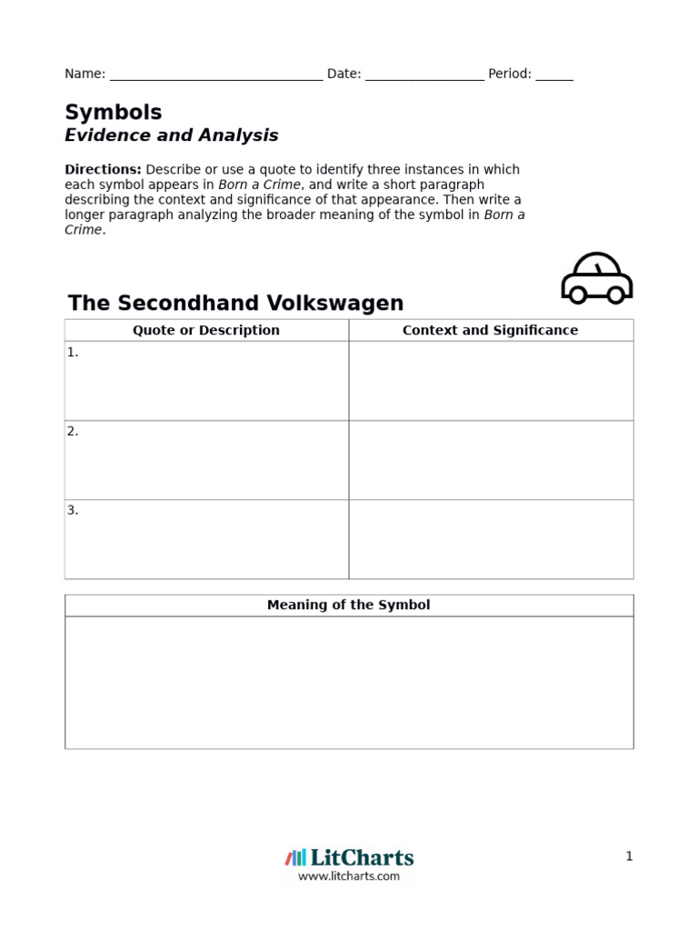 Born a Crime Symbol Analysis Worksheet | PDF
