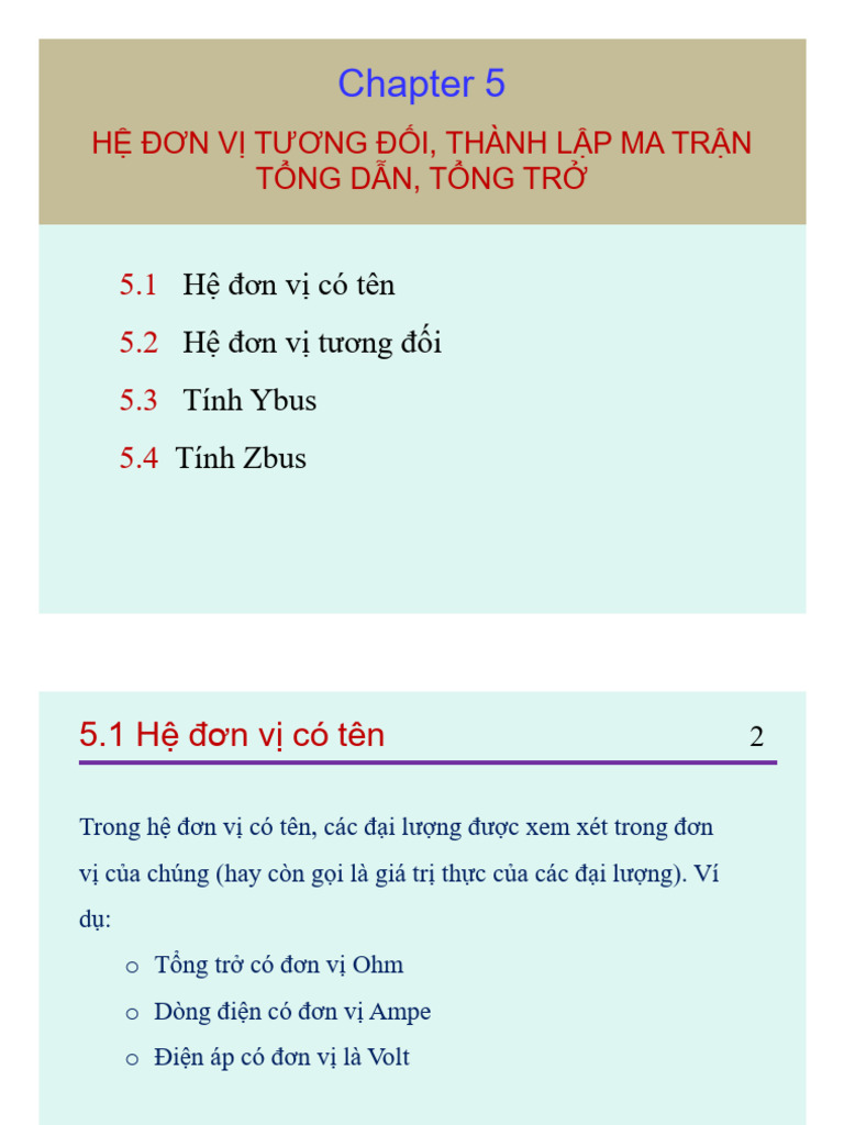 Chuong 5 - He Don Vi Tuong Doi - Ybus Zbus | PDF