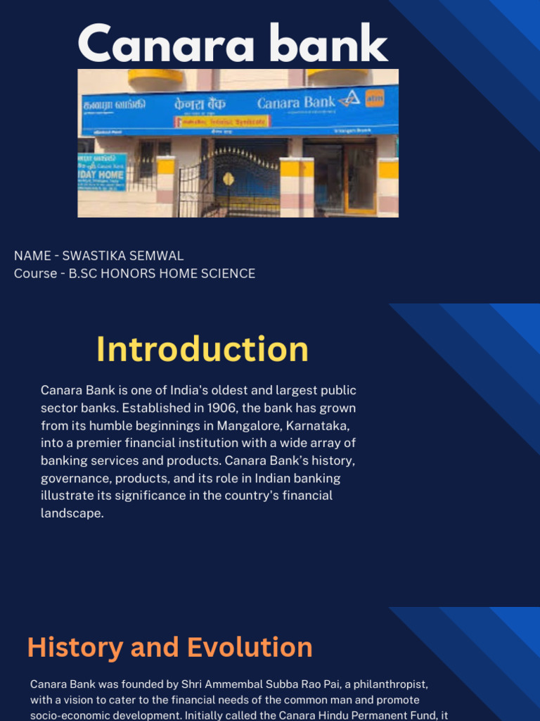 Canara Bank: History and Services Overview | PDF | Banks | Economies
