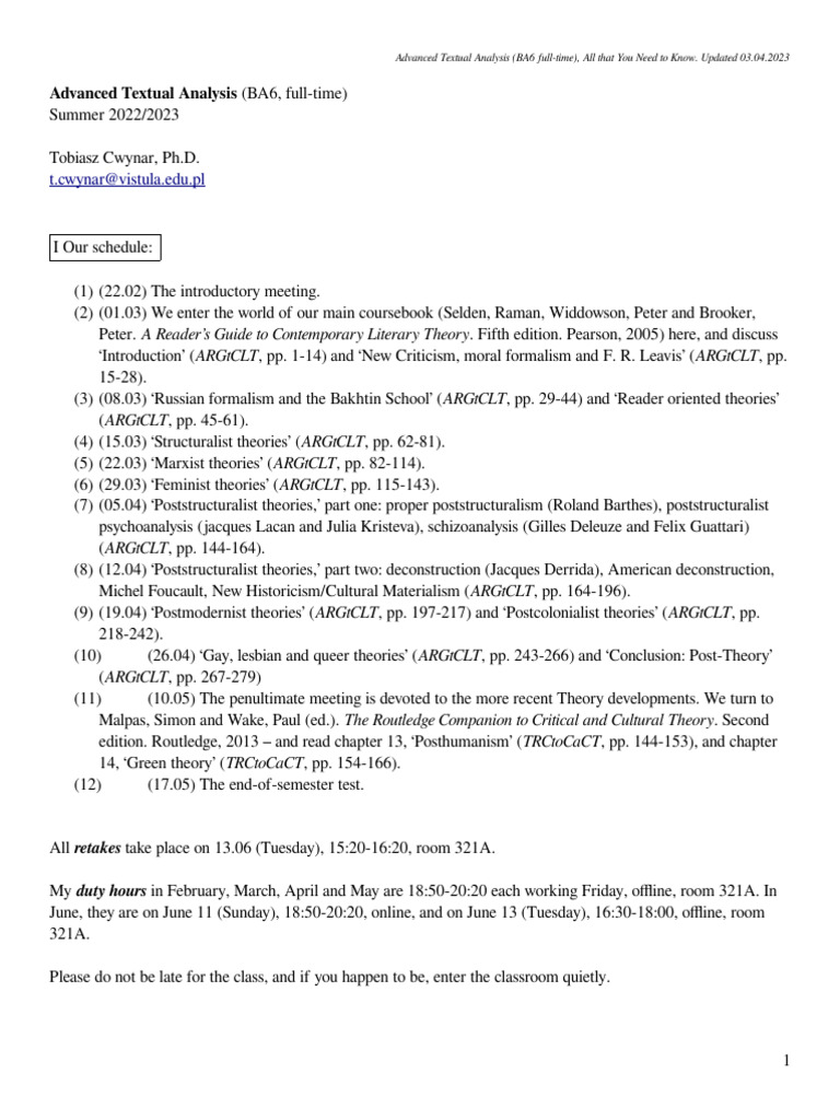 Advanced Textual Analysis (BA6, Full-Time), All That You Need To Know ...