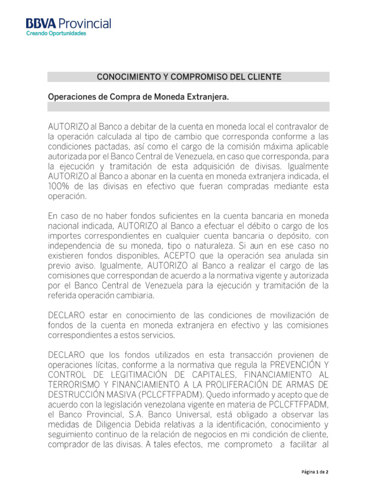 Conocimiento Compromiso Compra Divisas Provinet Menudeo | PDF