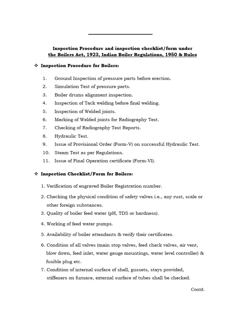 Tripura Boiler Inspection Checklist Guide | PDF