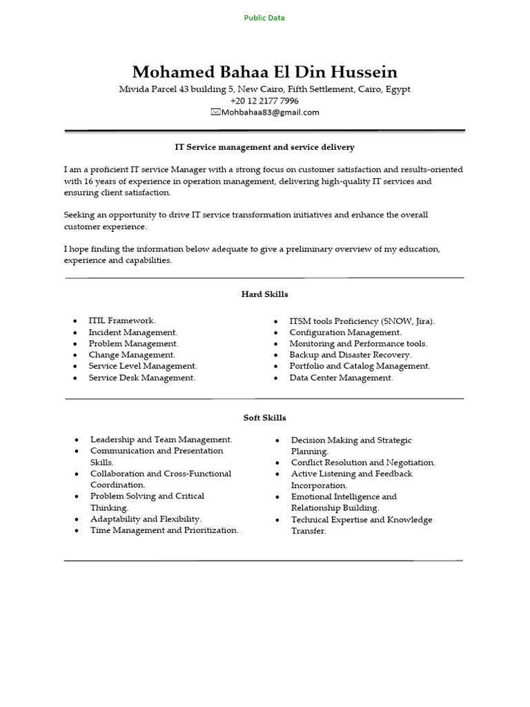 IT Service Management Expert Profile | PDF | Computer Network | It ...