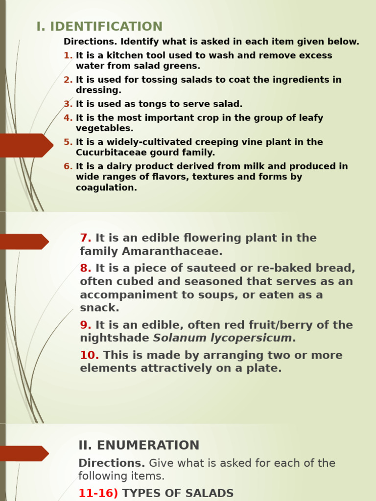 g9 Long Quiz | PDF | Cooking, Food & Wine | Science & Mathematics