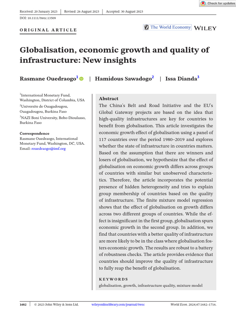 Globalisation Economic Growth and Quality of Infrastructure New Insights | PDF | Globalization ...