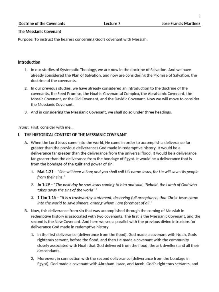 STDCov-7 The Messianic Covenant | PDF | Covenant (Biblical) | Covenant ...