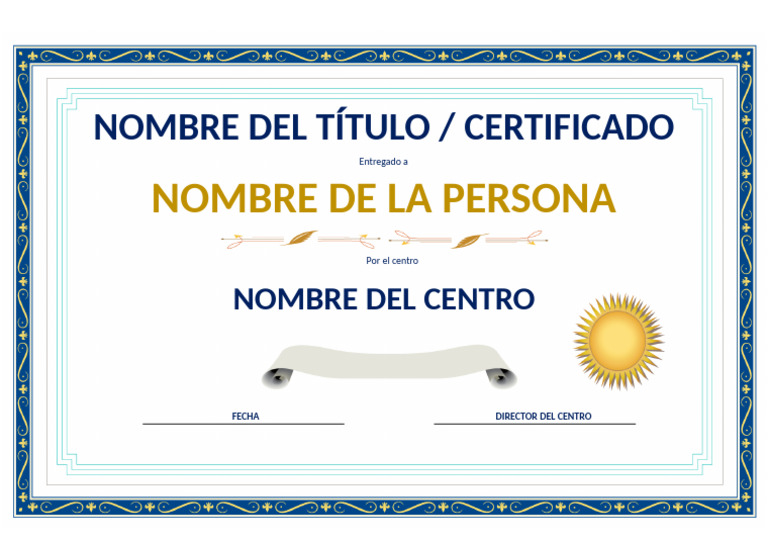 Diplomas Plantillas para Rellenar Espanol | PDF