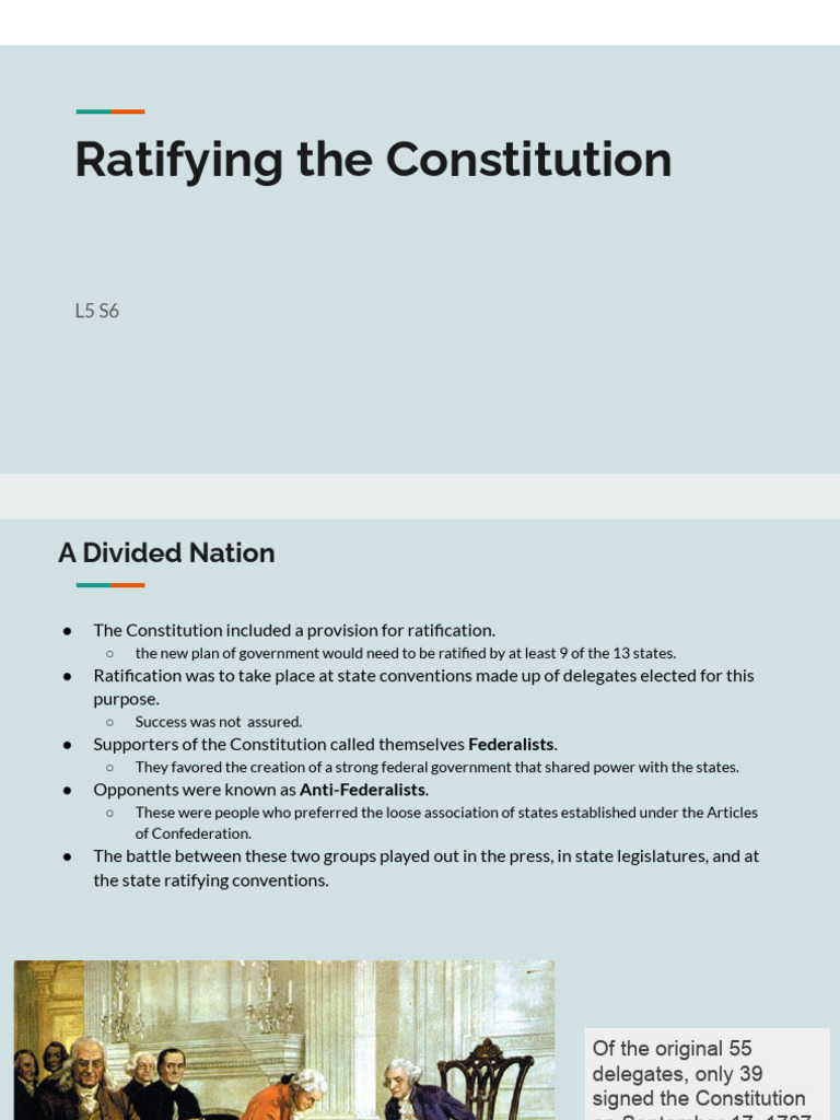 L5 S6 Ratifying The Constitution | PDF | United States Bill Of Rights ...