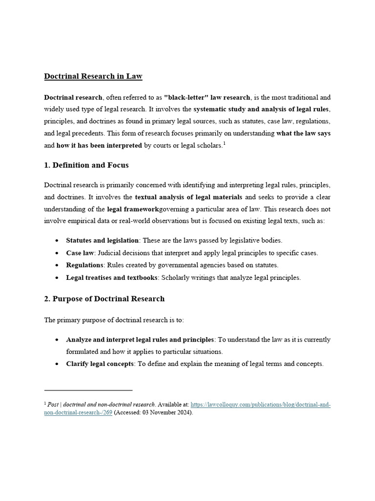 Doctrinal Research in Law | PDF | Methodology | Case Law