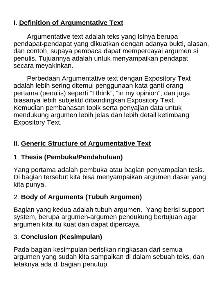 Materi Bahasa Inggris Argumentative Text Kelas 12 | PDF
