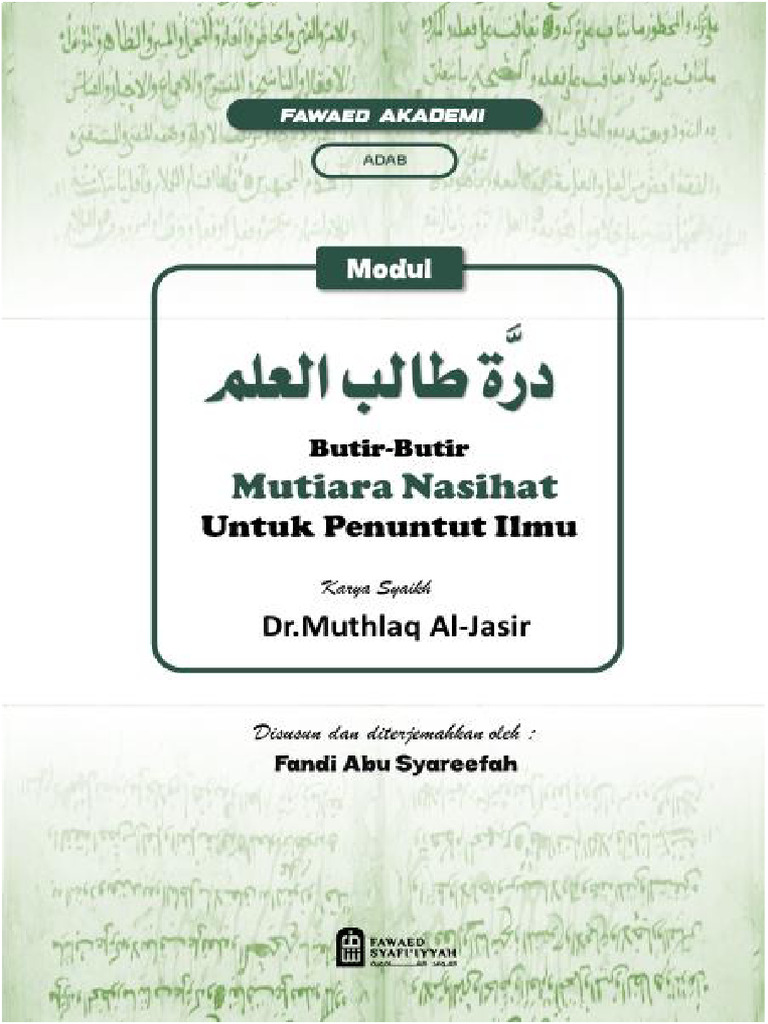 MODUL ADAB - Durratu Thalibil-Ilmi | PDF