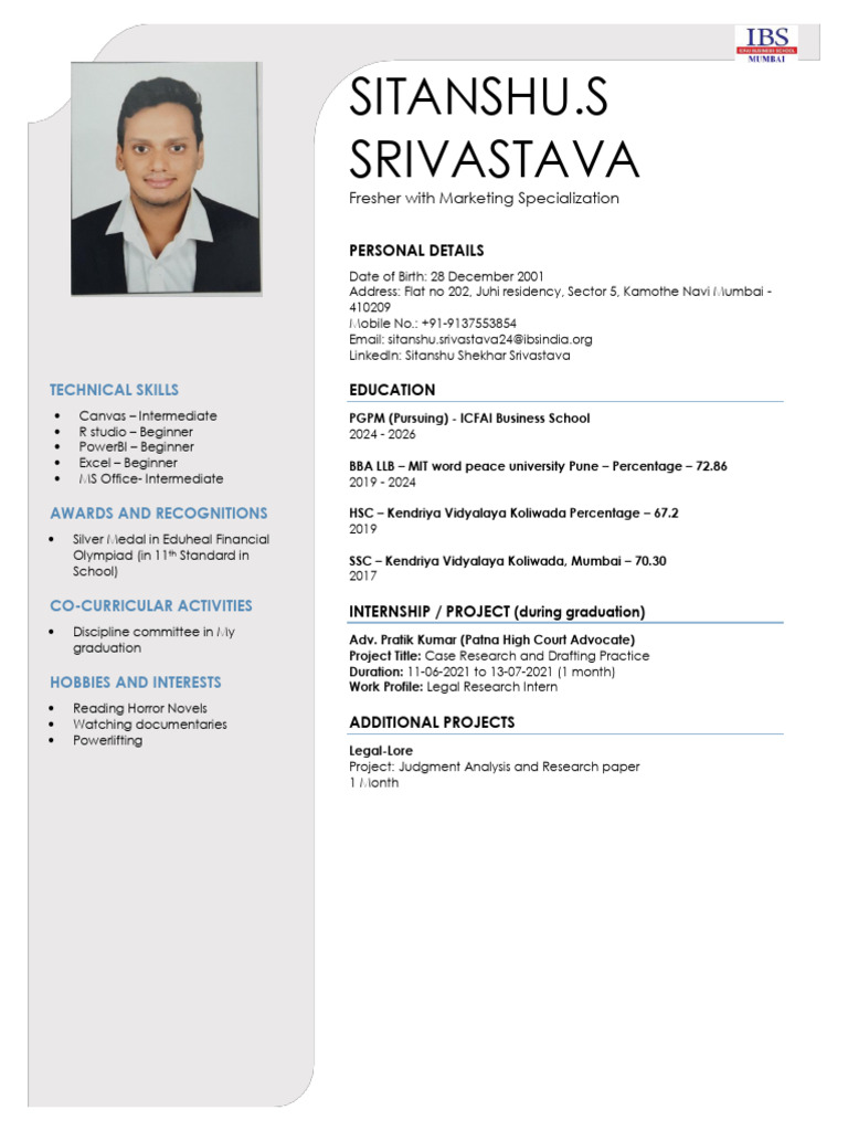 Sitanshu - 24BSP1984 CV | PDF