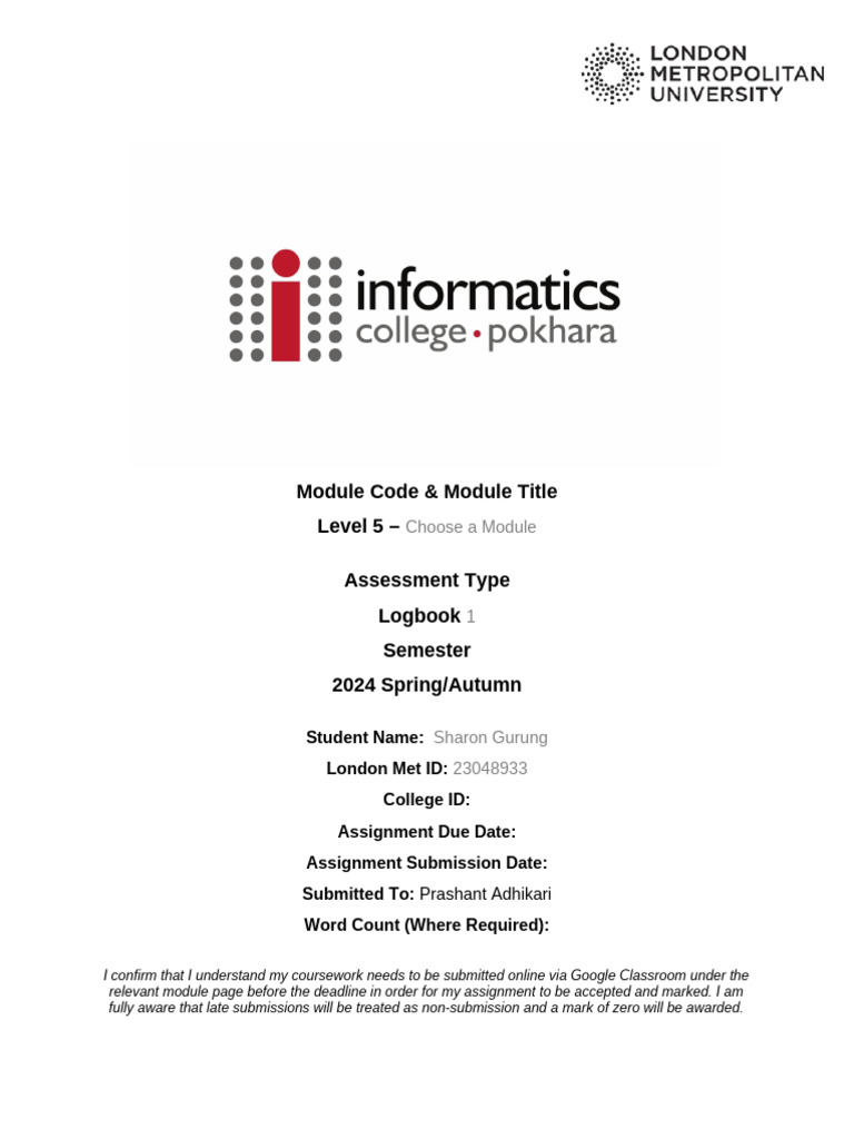 COMP3231 Logbook Submission Guide | PDF
