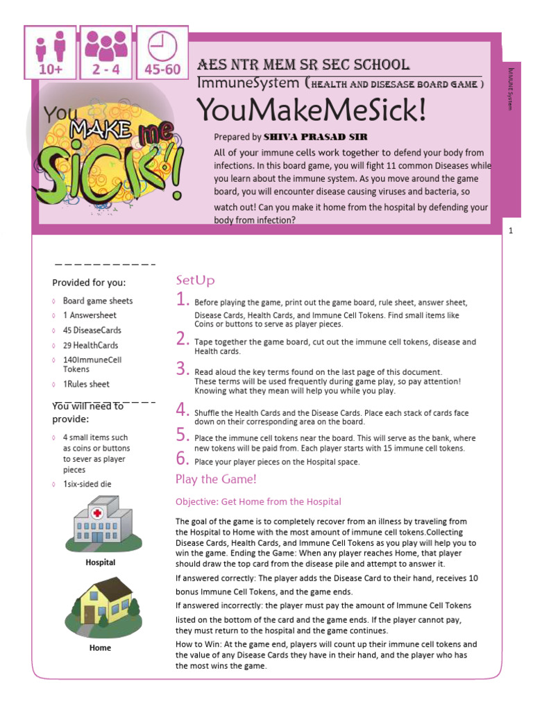Immune System Board Game Guide | PDF | Infection | Common Cold
