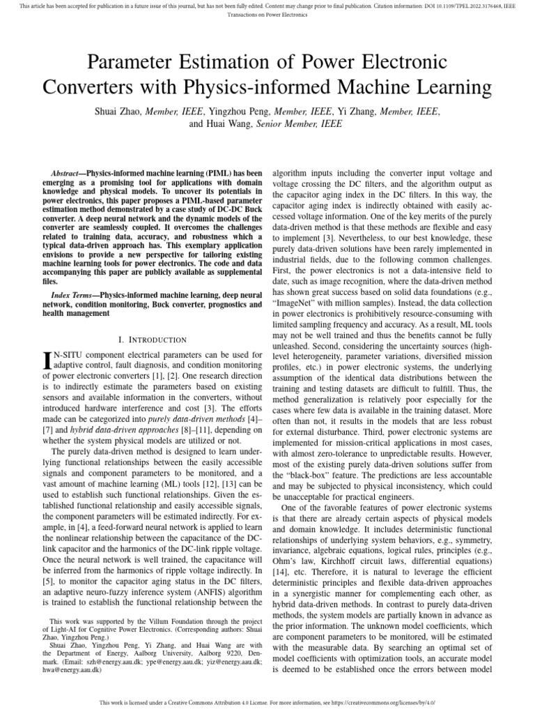 Parameter Estimation of Power Electronic Converters With Physics ...