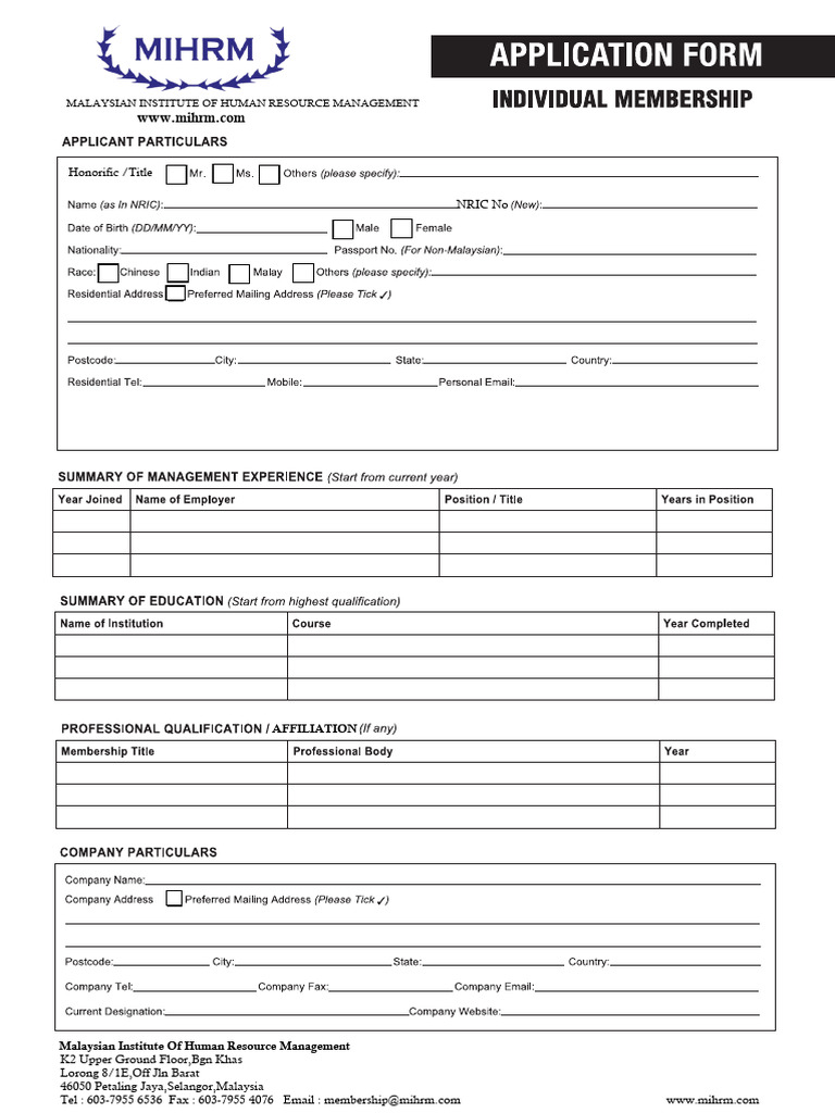 MIHRM 2024 FORM | PDF