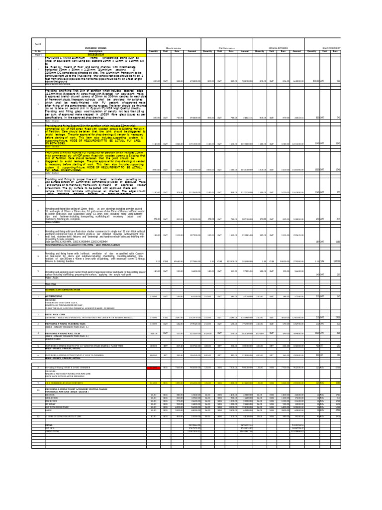 R1 Addl Items Admin B Final Comparative (002) With Pristine Quote Incl 051023 | PDF | Plywood ...