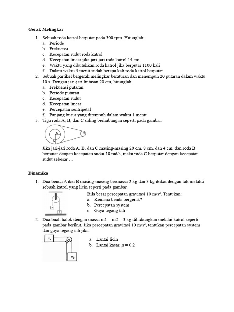 Latihan Soal GM, Dinamika, Fluida Statis | PDF