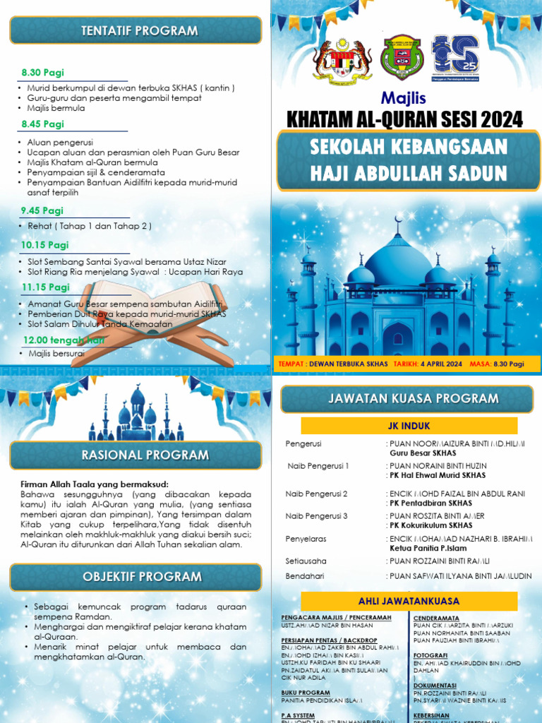 BUKU PROGRAM Majlis Khatam Al Quran | PDF