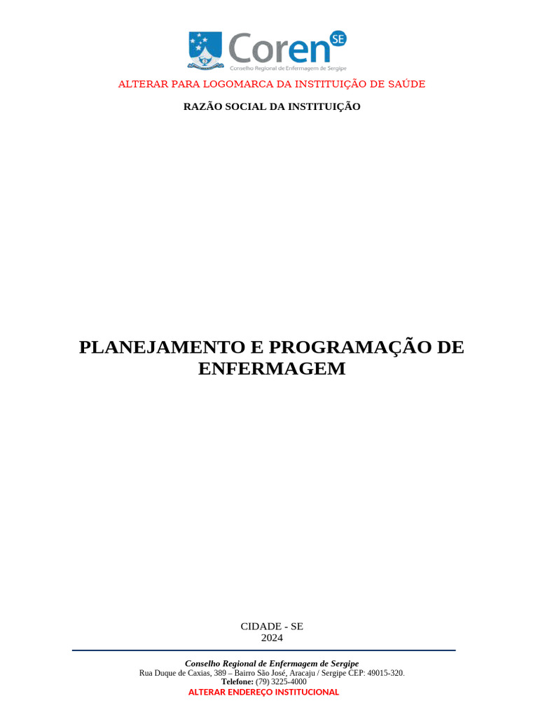 ANEXO 6 Planejamento COREN SE Simplificado | PDF | Enfermagem | Planejamento