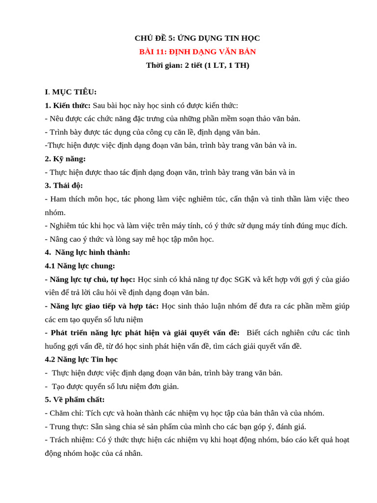 Bai 11 - Dinh Dang Van Ban - Hoai Niem | PDF