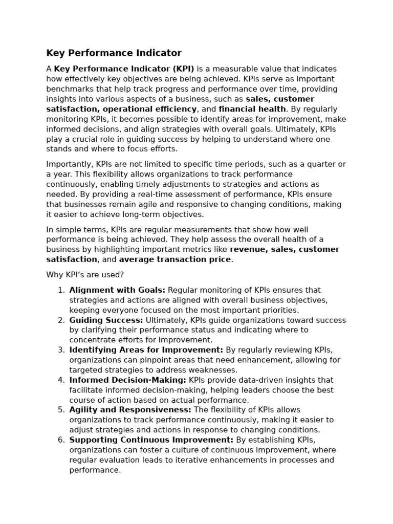 KPI Proposal | PDF | Performance Indicator | Goal Setting