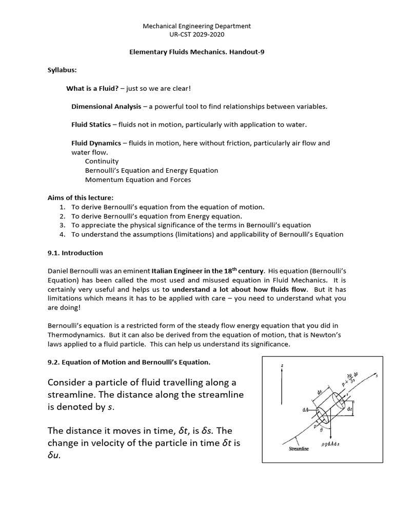 Elementary Fluids Mechanics .Handout9 | PDF | Fluid Dynamics | Pressure