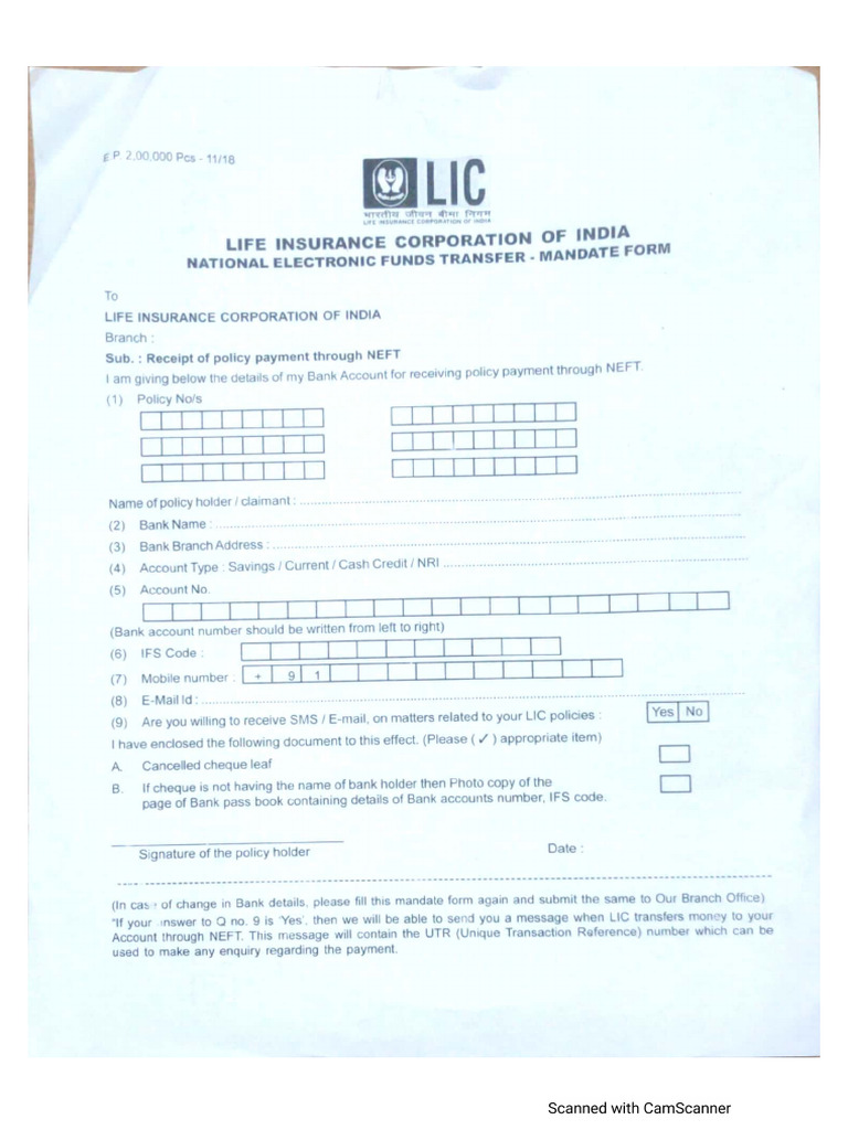 SV NEFT FORm Lici | PDF