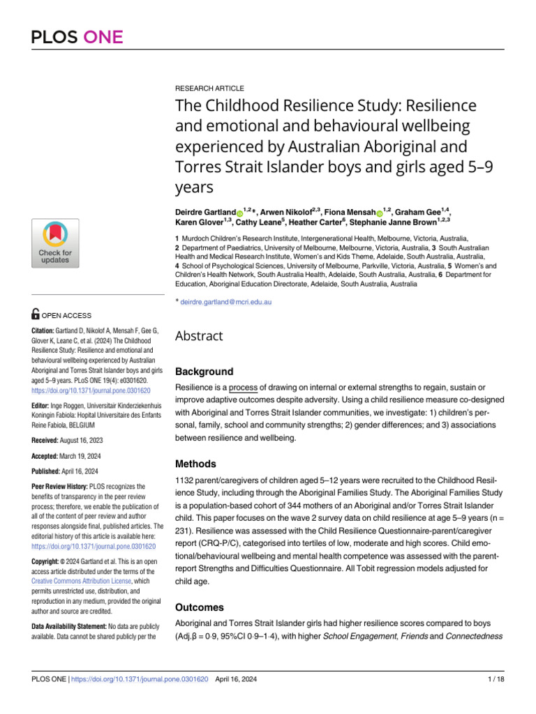 The Childhood Resilience Study | PDF | Psychological Resilience ...