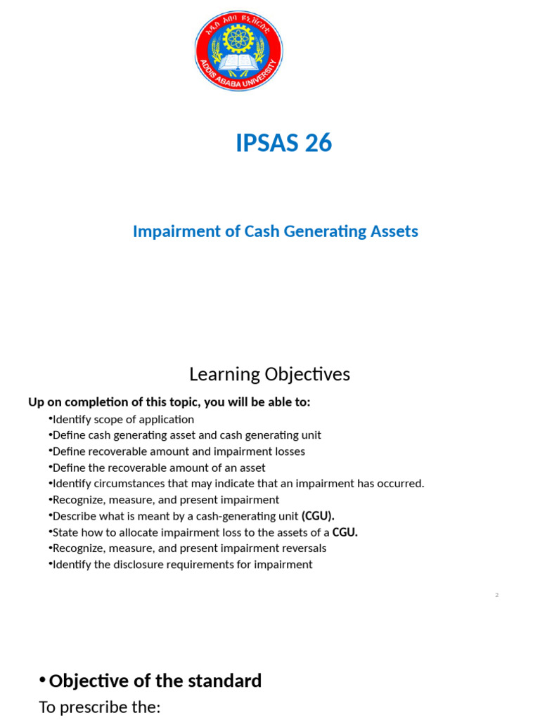 IPSAS 26: Impairment of Cash-Generating Assets | PDF | Goodwill ...