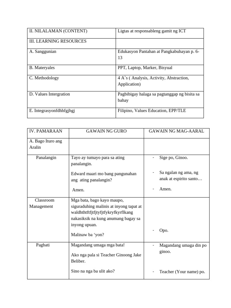Detaile Lesson - Ict | PDF