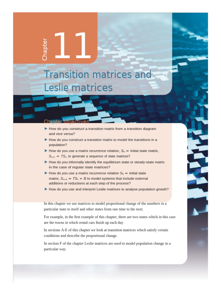 Cambridge General Maths Transitition Matrices | PDF | Matrix (Mathematics) | Recurrence Relation