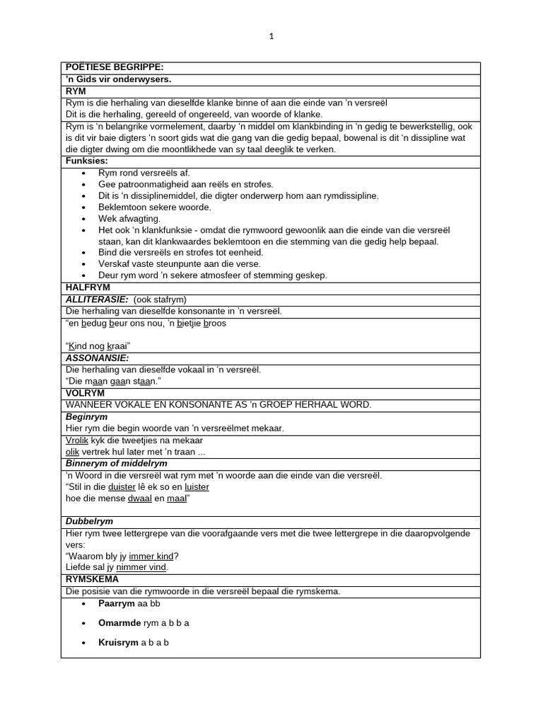 Poëtiese Begrippe | PDF