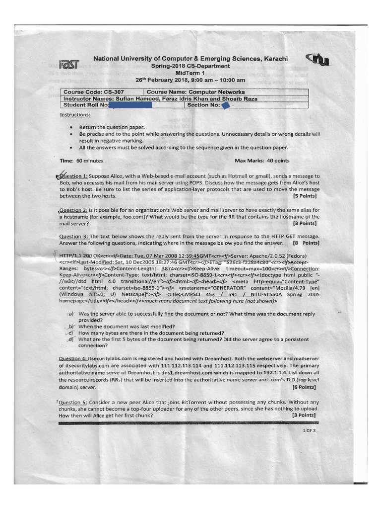 CN MID 1 Spring 2018 | PDF