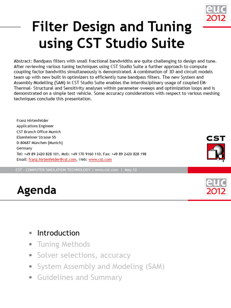 UGM2012 Filter Design and Tuning Using CST Studio Suite Fhi Public ...