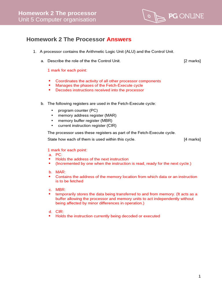 Computer Organisation Homework 2 Answers | PDF | Central Processing Unit | Office Equipment