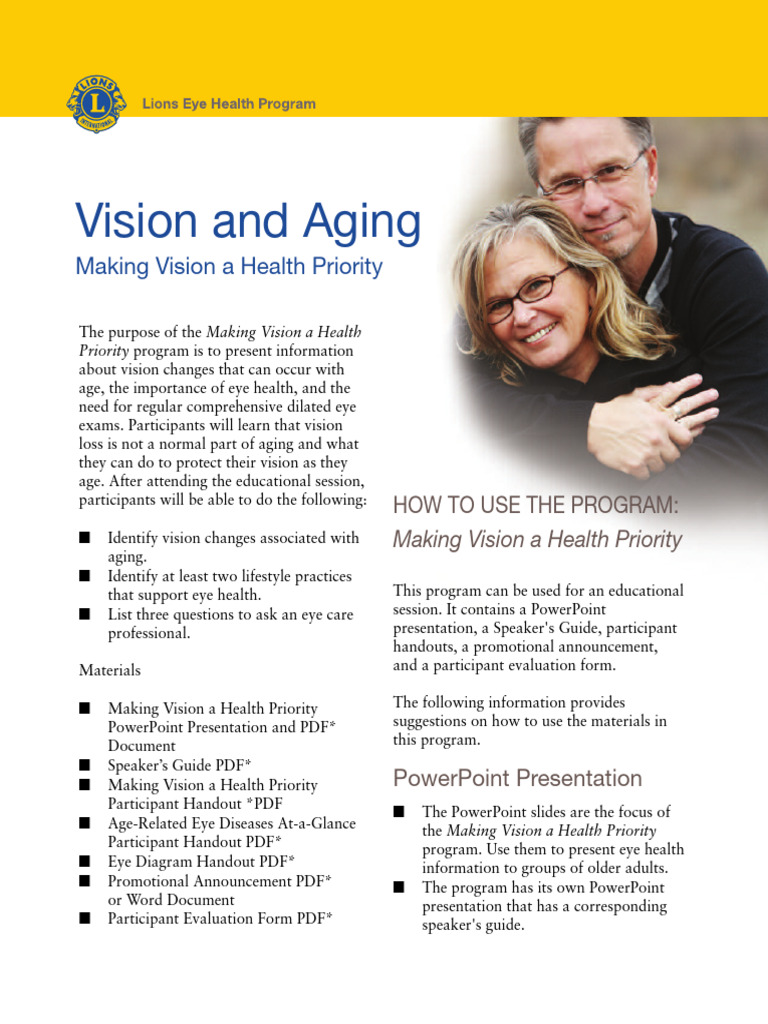 Vision and Aging Making A Vision A Health Priority | PDF | Microsoft ...