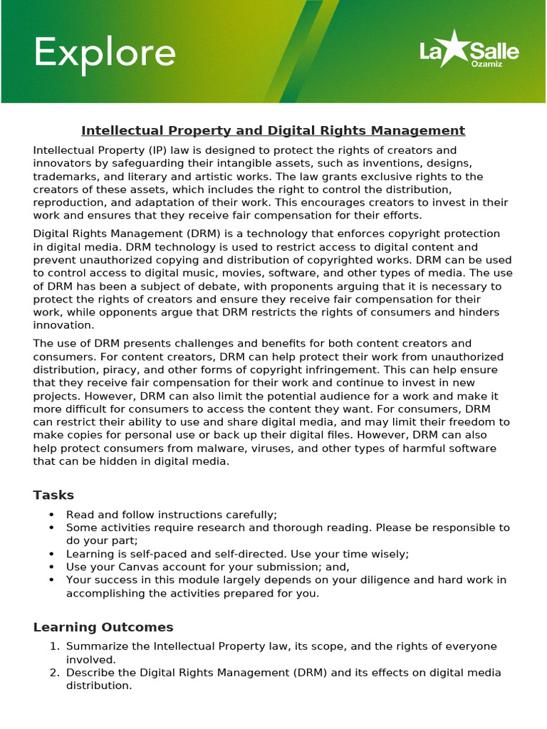 IP & DRM: A Student's Guide | PDF | Digital Rights Management | Patent