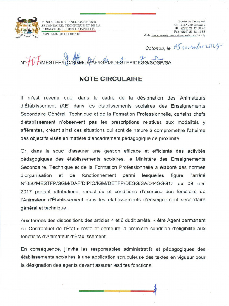 Note Circulaire | PDF