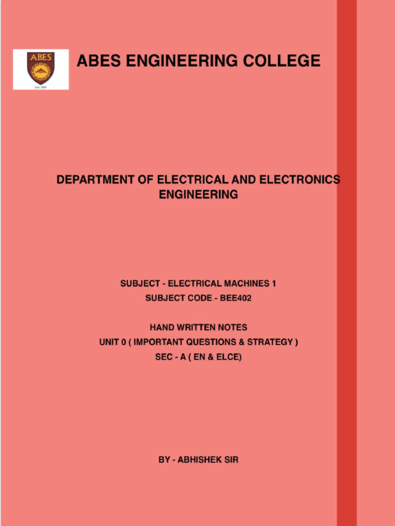Chapter 0 (Electrical Machines 1) | PDF