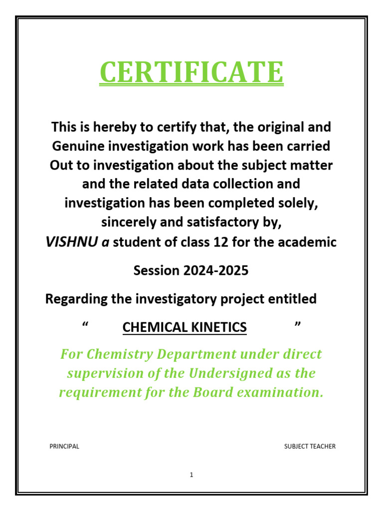 Chemical Kinetics Project of Class 12th | PDF | Science & Mathematics ...